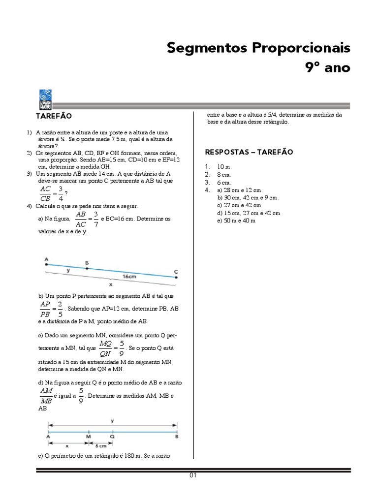 Segmentos Proporcionais 9º Ano2017 Pdf