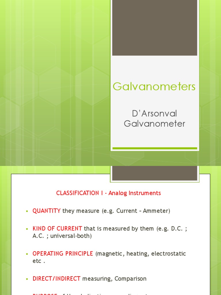 MI - Galvanometers - D'Arsonval Galvanometer | PDF | Inductor | Electromagnetism
