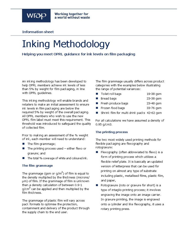 Inking Methodology Info Sheet | PDF | Media Technology | Publishing