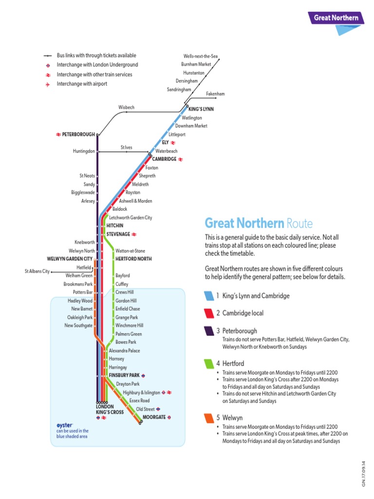 Great Northern Route Map | Rail Transport | Public Transport
