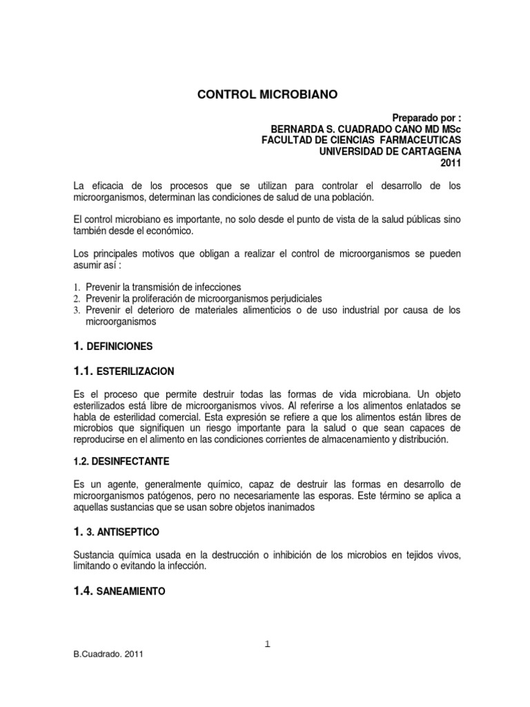 Control Microbiano | PDF | Esterilización (Microbiología) | Ionización