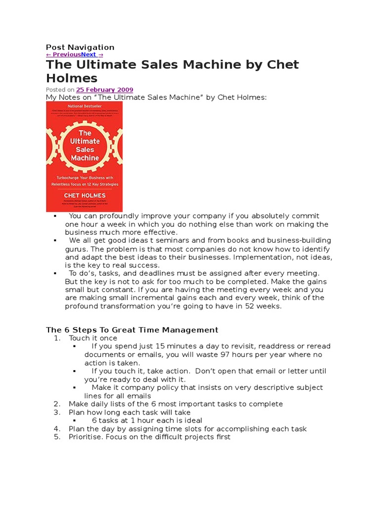 The Ultimate Sales Machine by Chet Holmes: Post Navigation | PDF ...