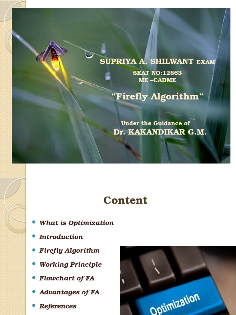 "Firefly Algorithm": Supriya A. Shilwant | PDF | Mathematical Optimization | Systems Science