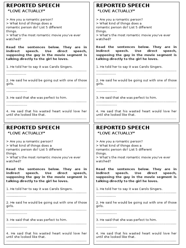 Reported Speech Love Actually | PDF | Leisure