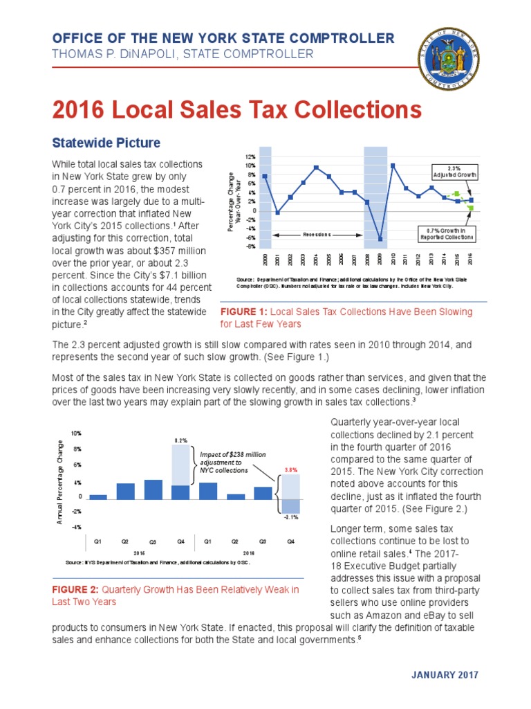 2016 Local Sales Tax Collections | PDF | New York | Taxes