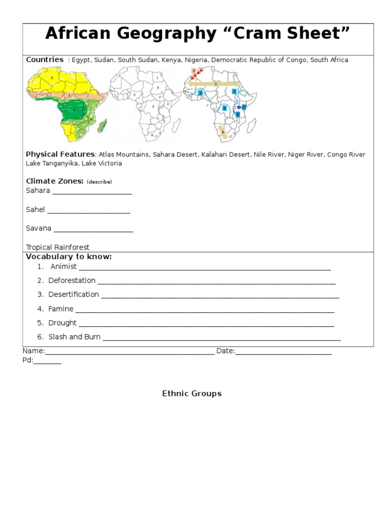 Africa Geography Cram | PDF