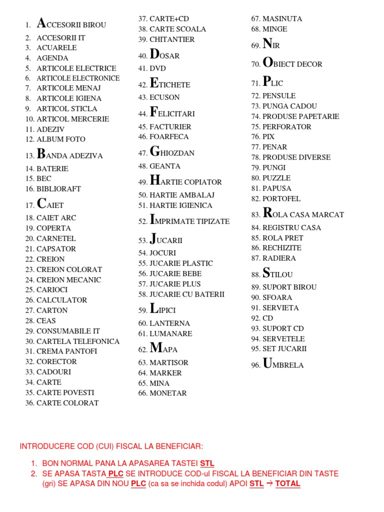 Lista Coduri | PDF