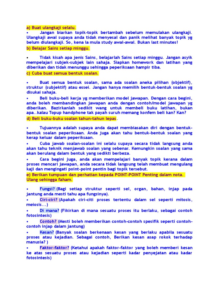 Tips Study Sains | PDF