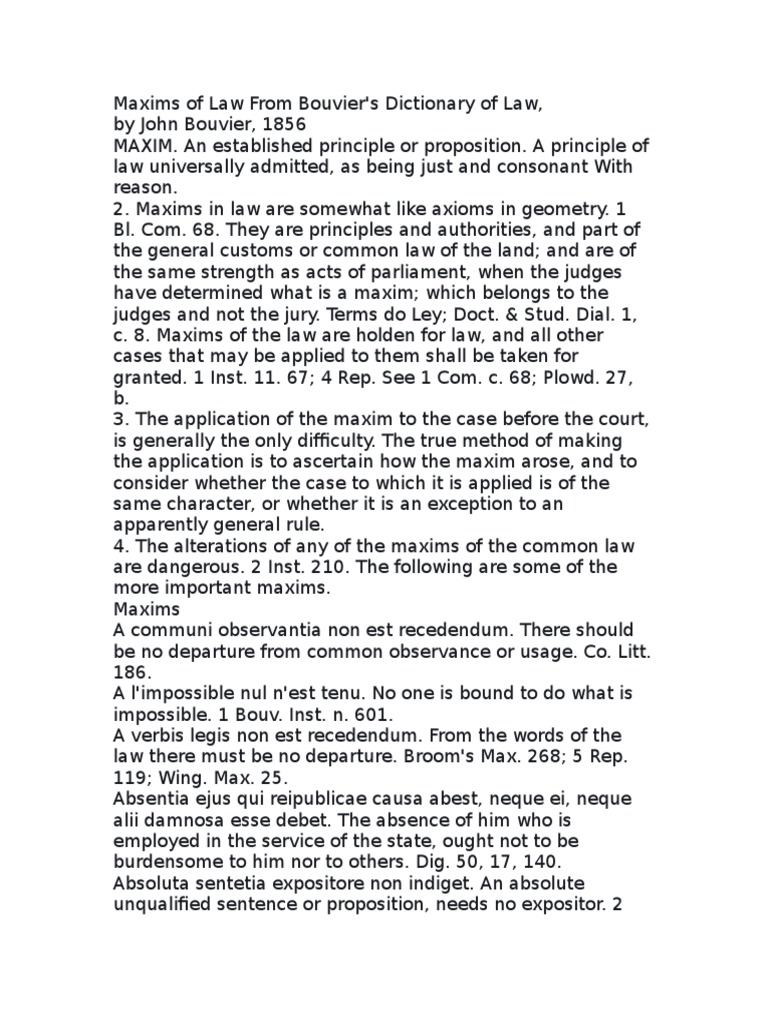 Maxims of Law From Bouvier | PDF | Jurisprudence | Ethical Principles