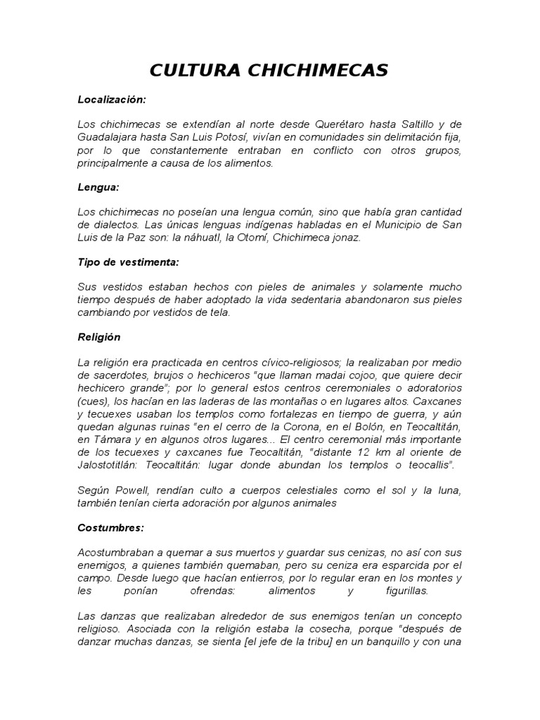Cultura y Tradiciones Chichimecas | PDF | Ciencias sociales | Viajes y ...
