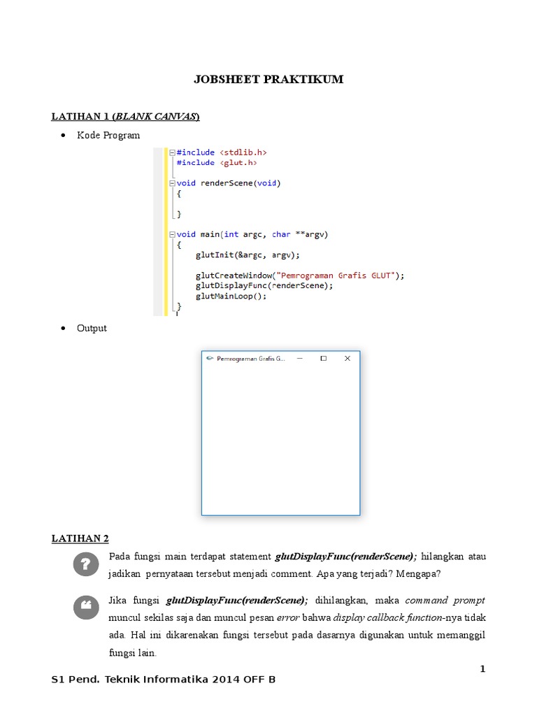 Laporan 1 Grafika Komputer - Pengenalan GLUT | PDF