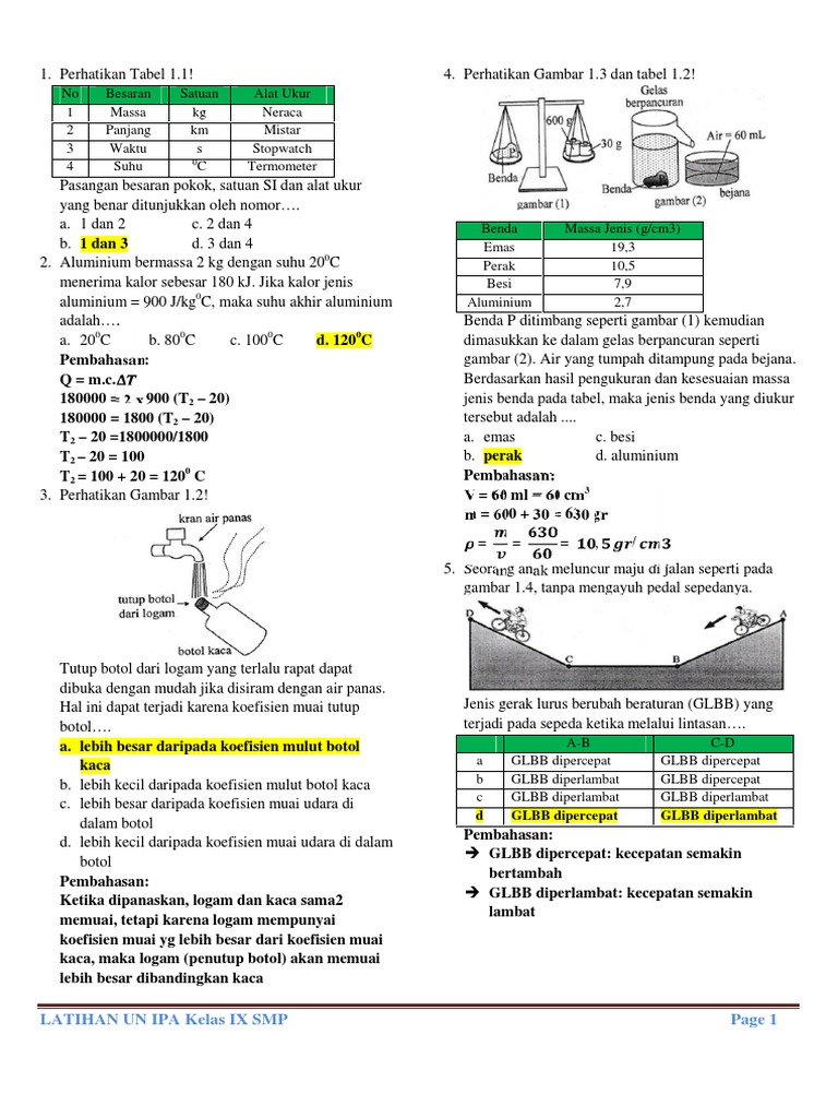 Pembahasan Try Out 1 Ipa SMP | PDF