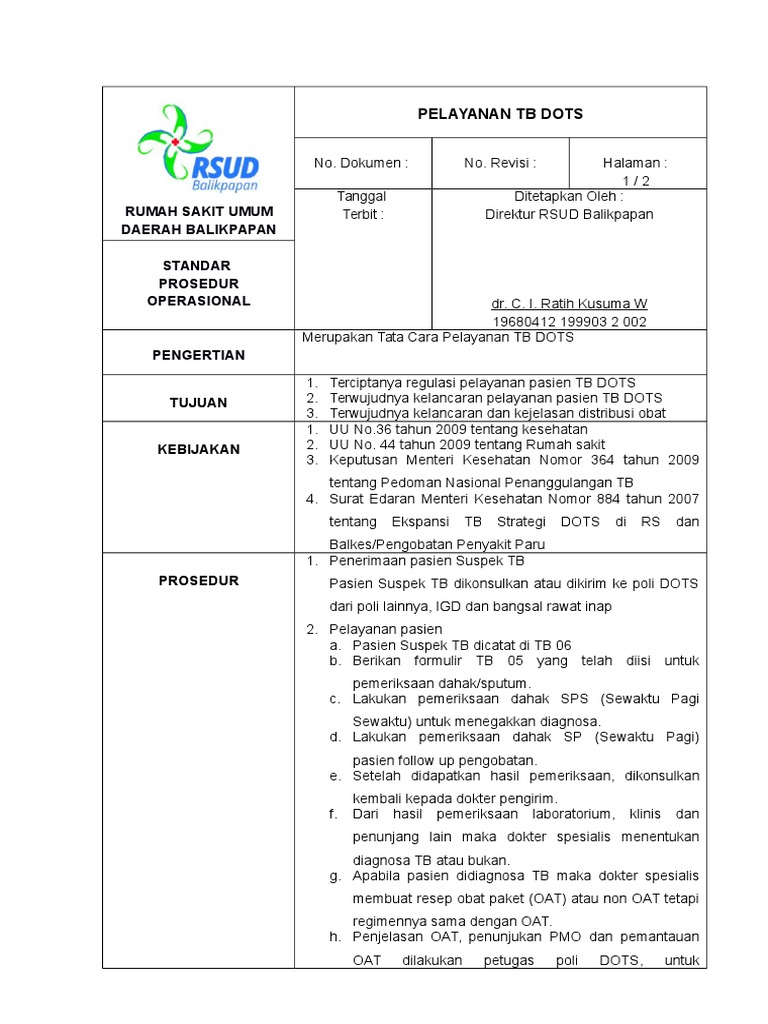 Spo Pelayanan TB Dots | PDF