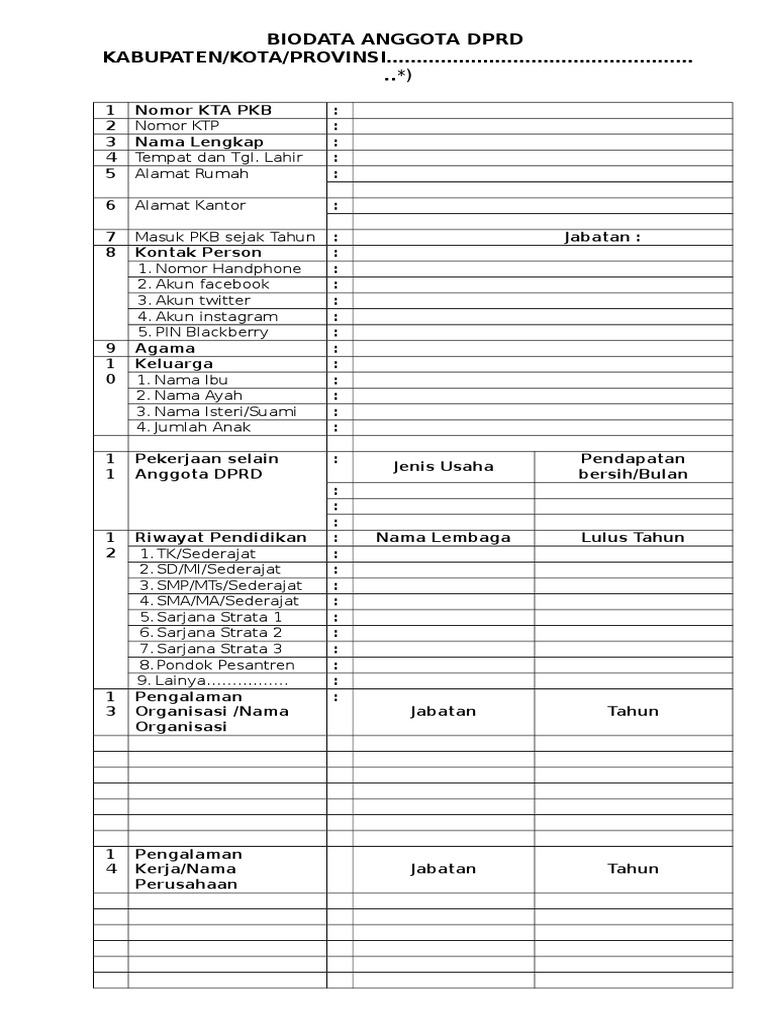 Biodata Anggota DPRD Pati | PDF | Ilmu Sosial