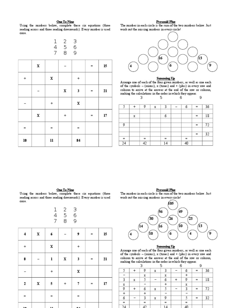 One To Nine Pyramid Plus | PDF | Teaching Mathematics | Mathematical ...