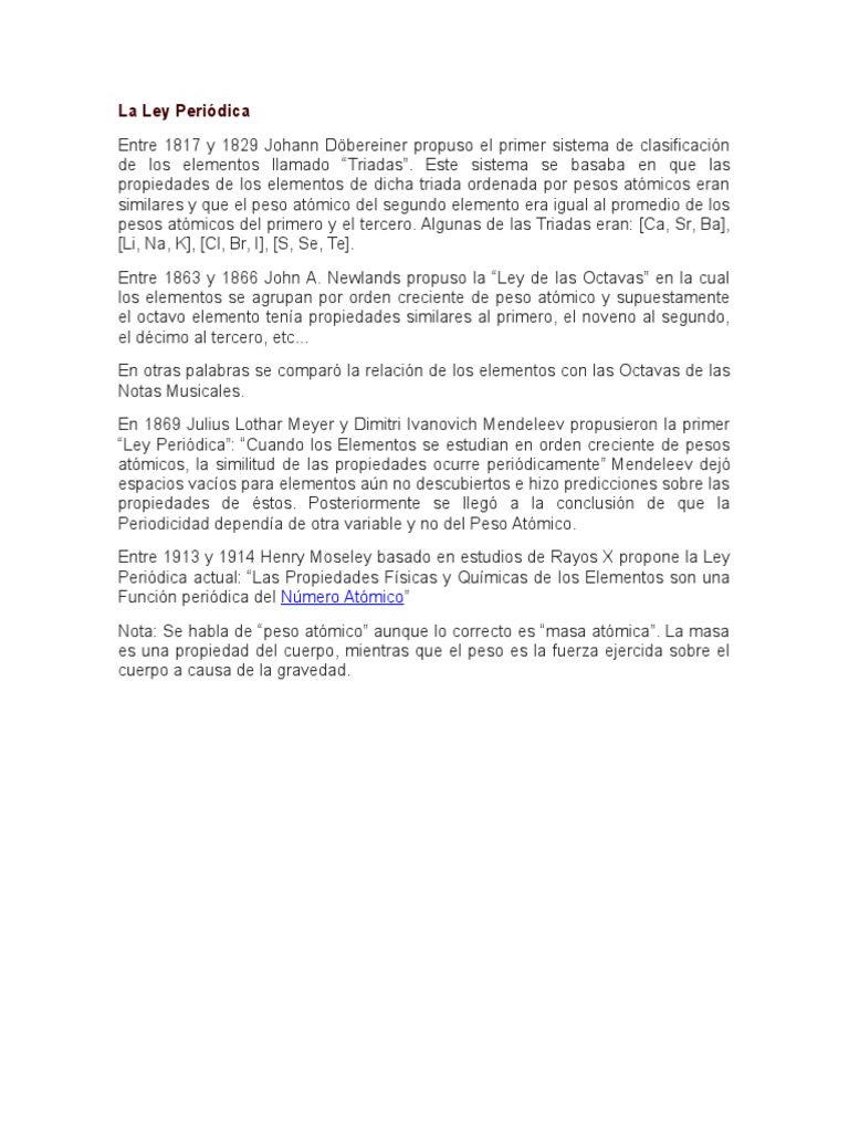 La Ley Periódica | PDF | Elementos químicos | Tabla periódica
