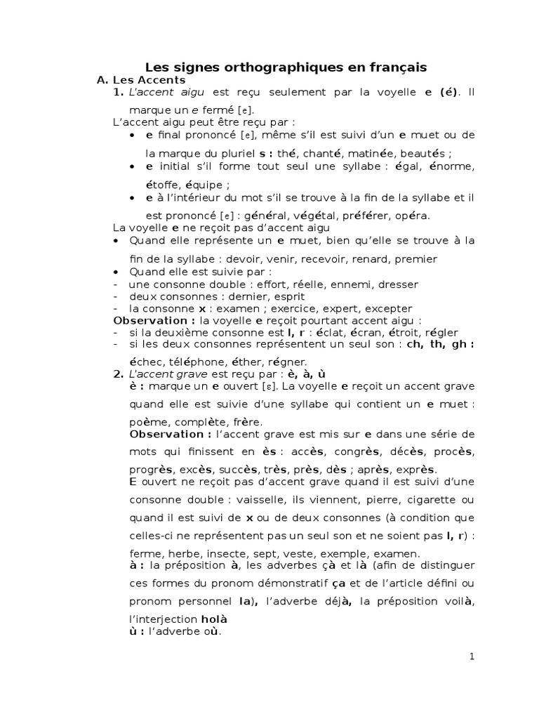 Signes orthographiques en français | PDF | Syllabe | Langues