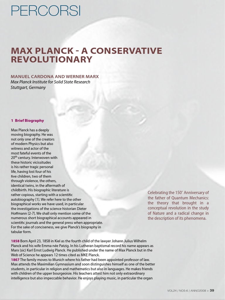 Max Planck - A Conservative Revolutionary: Manuel Cardona and Werner ...