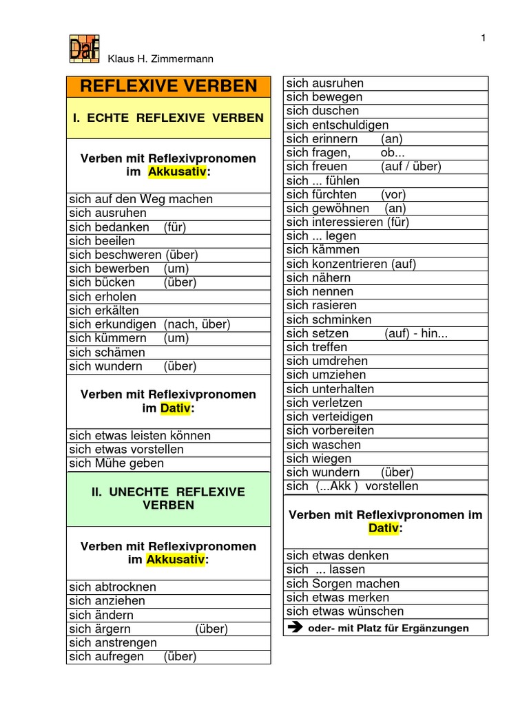 Reflexive Verben PDF | PDF