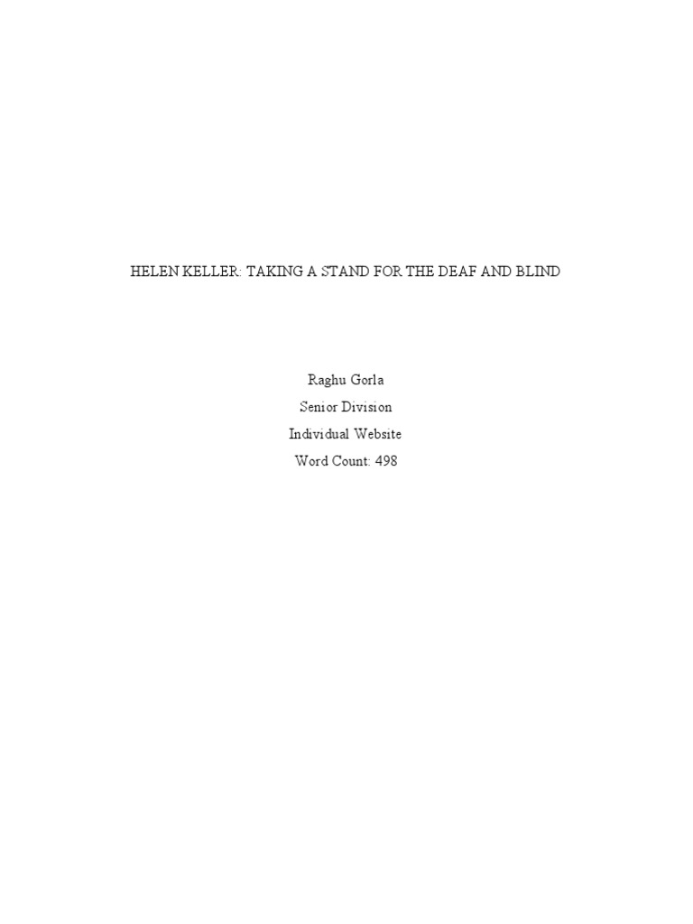 Processpaperhistoryfair | PDF | Helen Keller | Disability