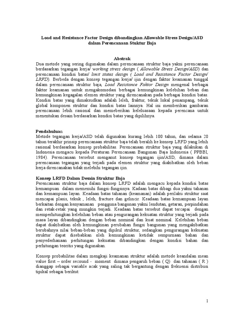 Perbandingan LRFD dan ASD dalam Baja | PDF | Metode & Bahan Ajar