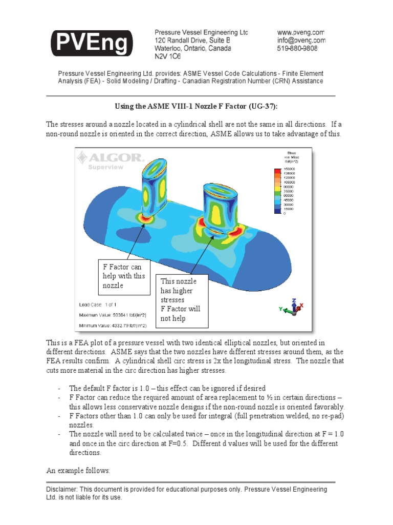Using The ASME VIII-1 Nozzle F Factor (UG-37) | PDF | Finite Element ...