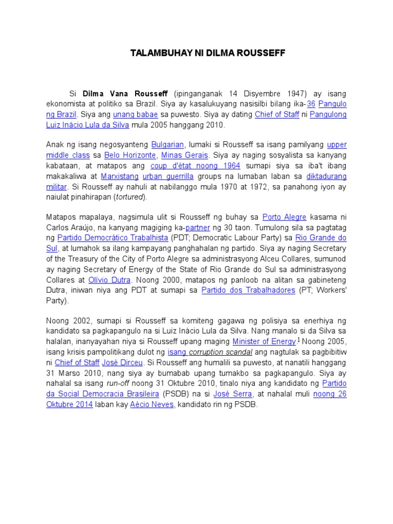 Talambuhay Ni Dilma Rousseff | PDF