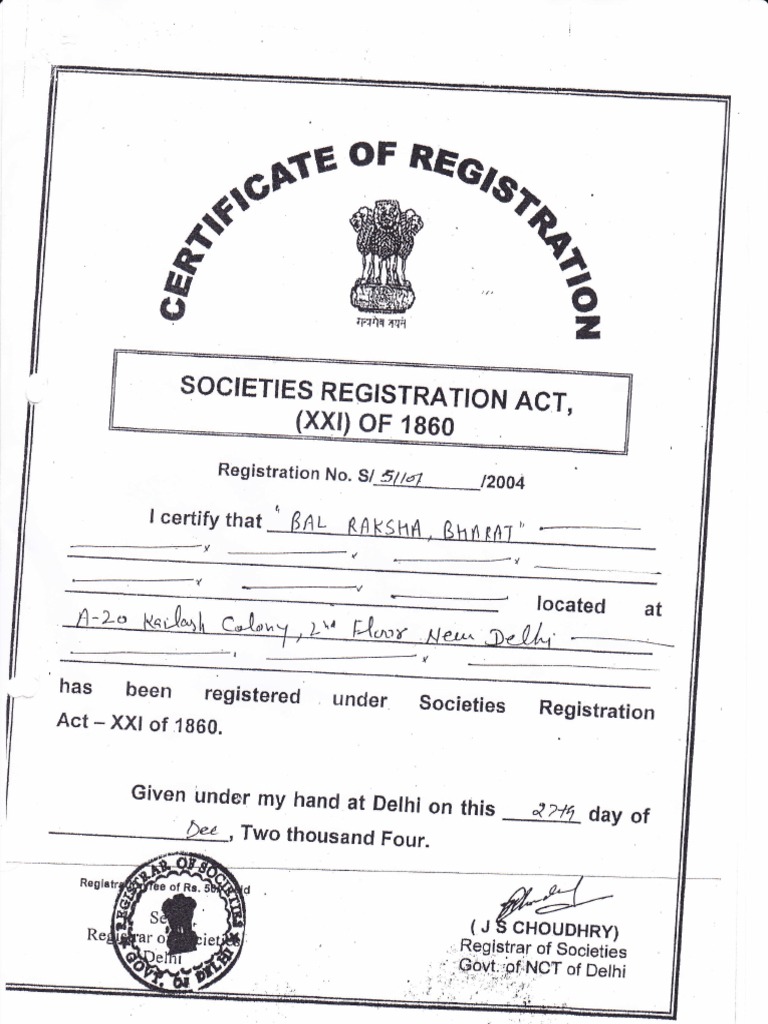 Societies Registration | PDF