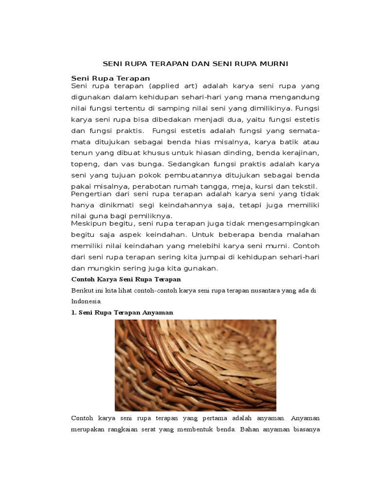 Seni Rupa Terapan Dan Seni Rupa Murni | PDF