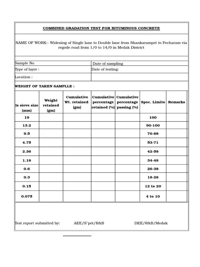 BC Gradation Test Sheet | PDF