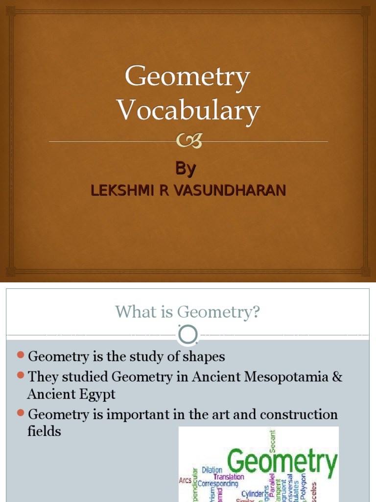 Math Geometry Vocabulary | PDF | Line (Geometry) | Angle