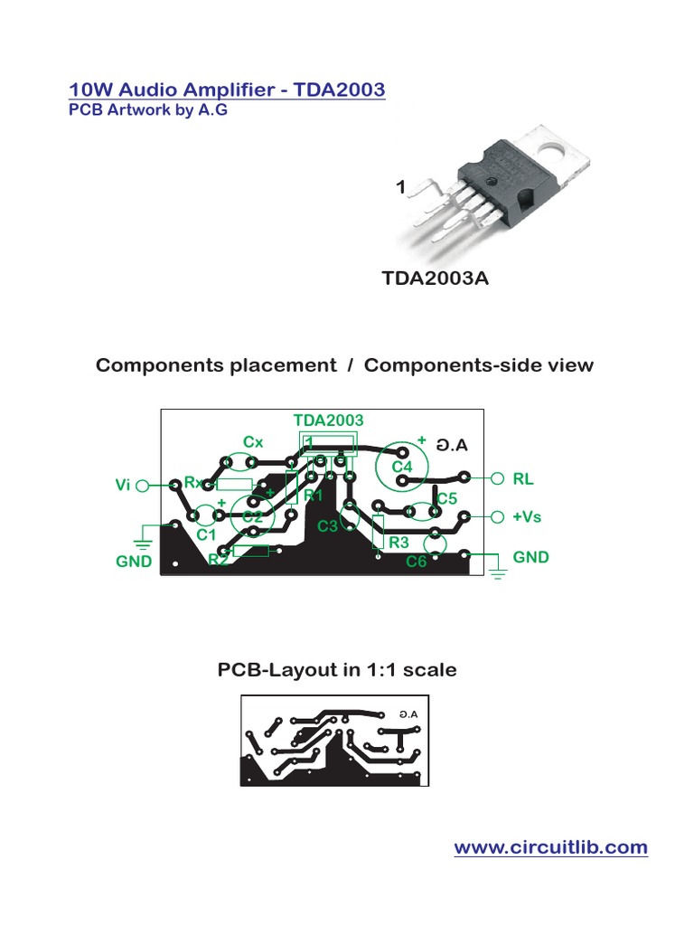 TDA2003 PCB Artwork PDF | PDF