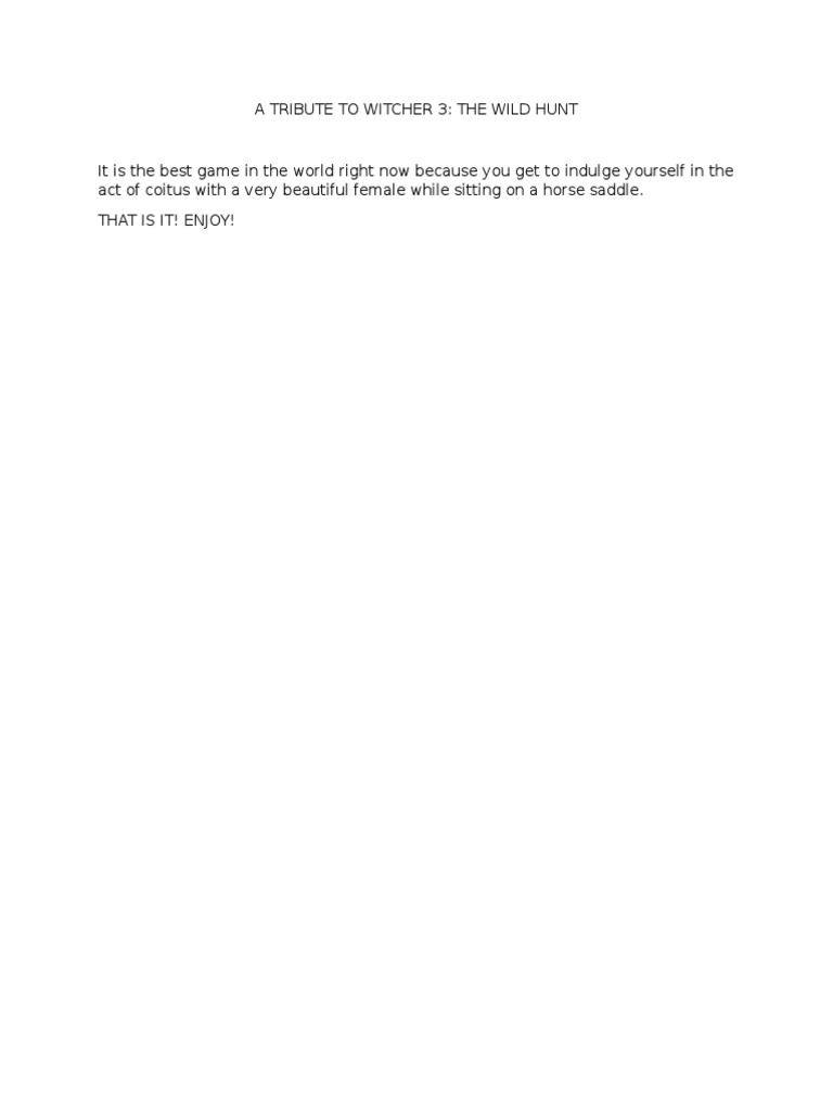 Witcher 3: Wild Hunt Tribute | PDF | Young Adult