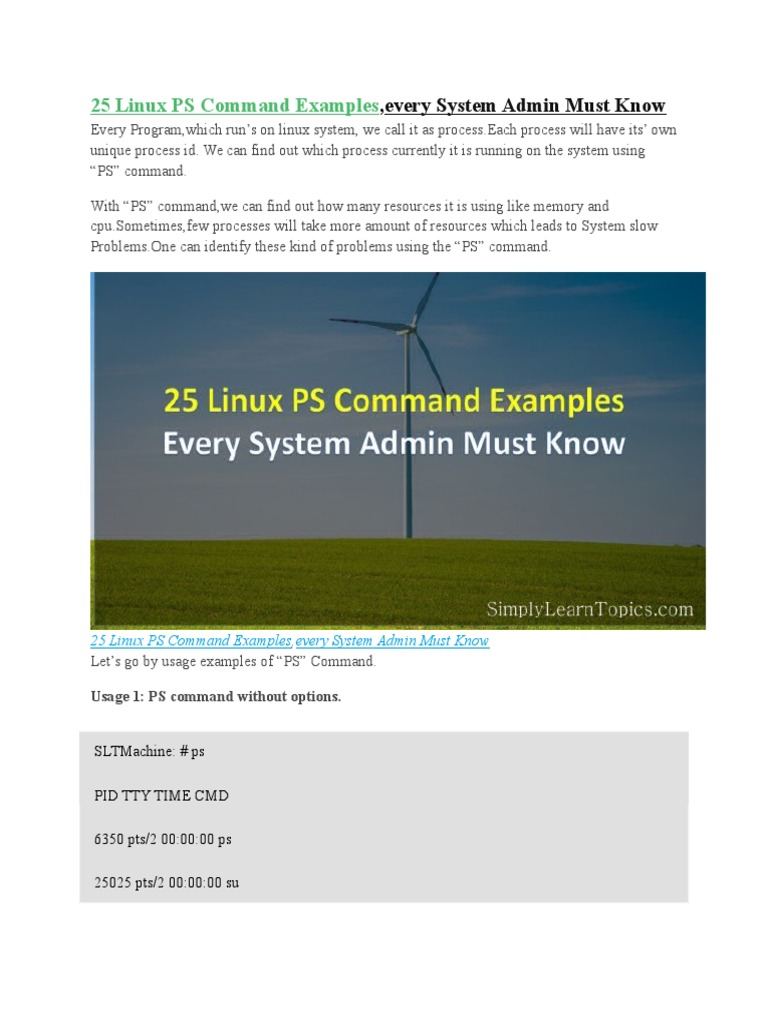 25 Linux PS Command Examples | PDF | Superuser | Computing Infrastructure