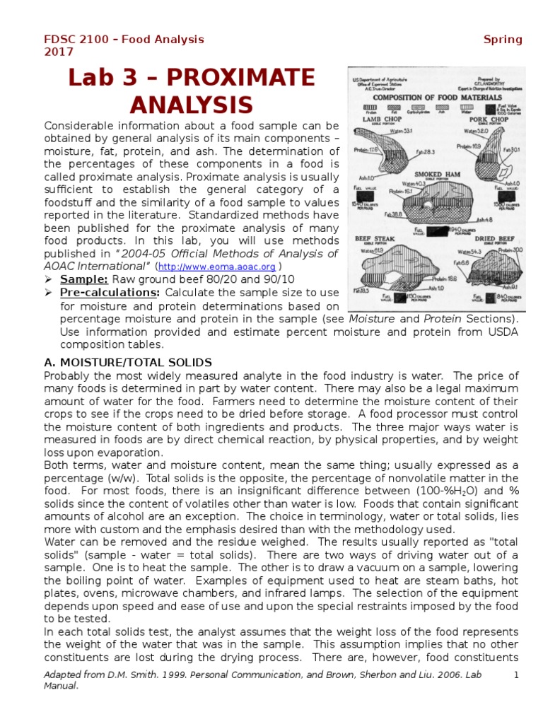 Lab 3 PROXIMATE ANALYSIS 2017 | PDF | Water | Ph