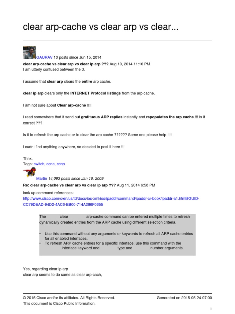 Clear Arp-Cache Vs Clear Arp Vs Clear... : Gaurav | PDF