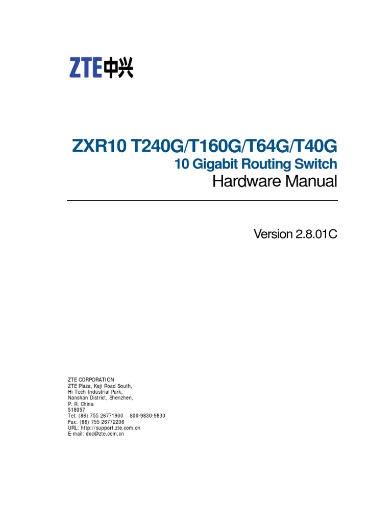 Sjzl20081552-ZXR10 T240G&T160G&T64G&T40G (V2 (1) .8.01C) 10 Gigabit ...