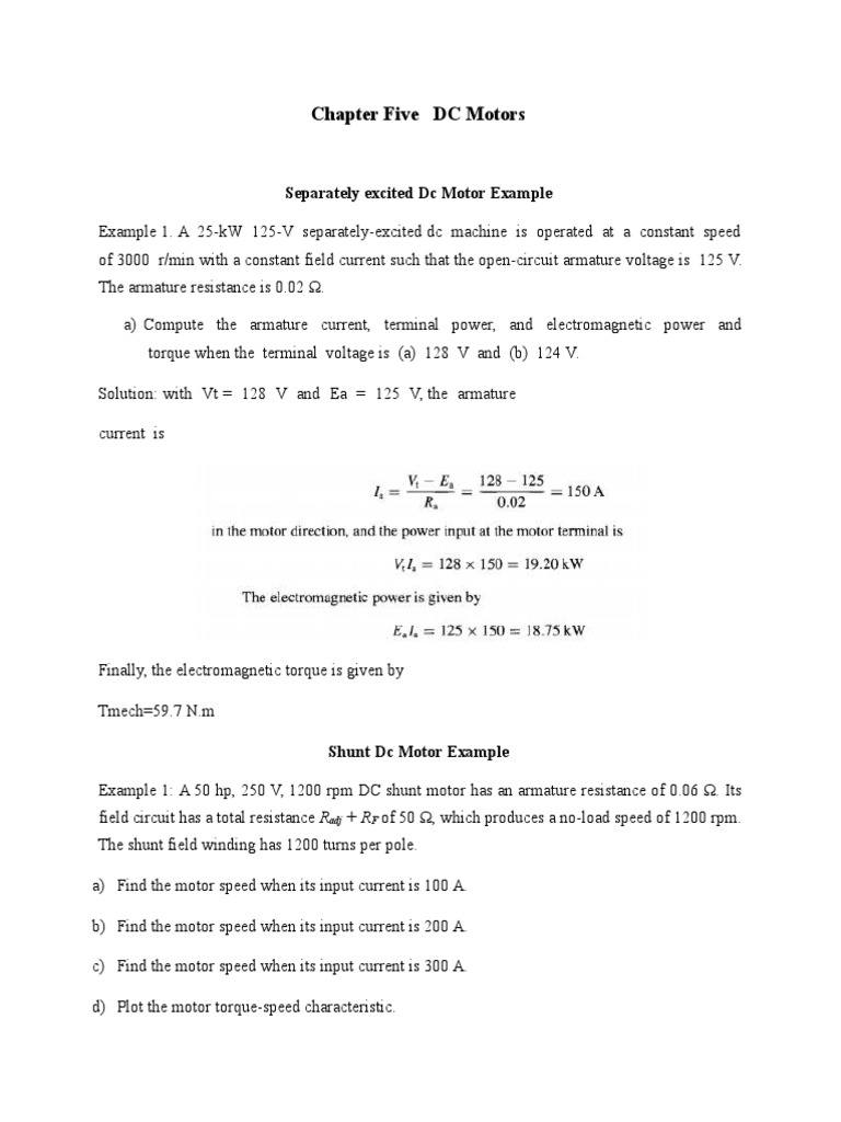 DC Motor Examples | PDF | Series And Parallel Circuits | Electric Motor