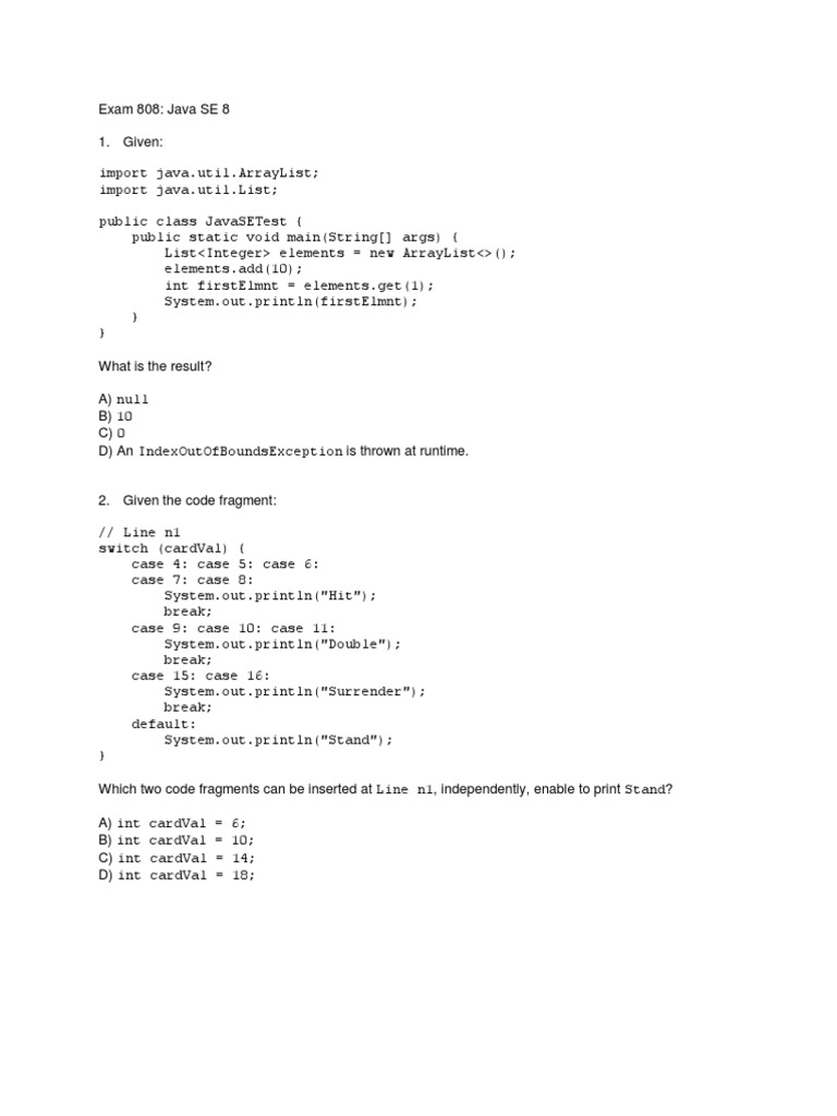 Exam808 SampleQuestion | PDF | Inheritance (Object Oriented Programming) | Models Of Computation