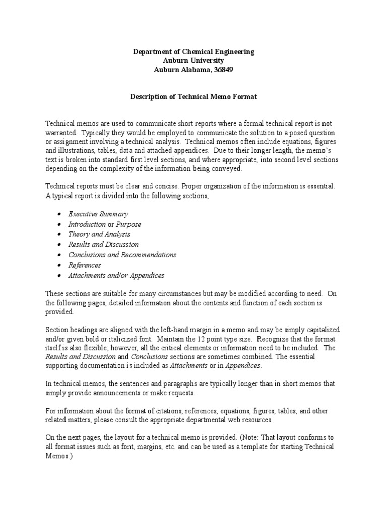 Technical Memo Format | Memorandum | Paragraph