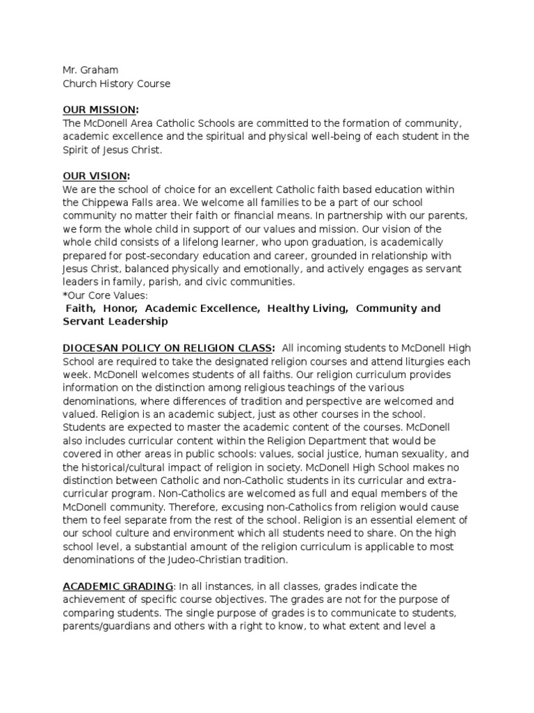 Church History Syllabus | PDF | Curriculum | Catholic Church