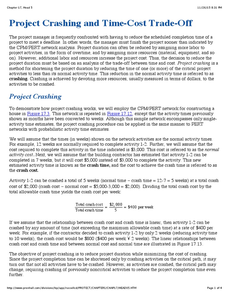 Project Crashing and Time-Cost Trade-Off | PDF | Economies | Business