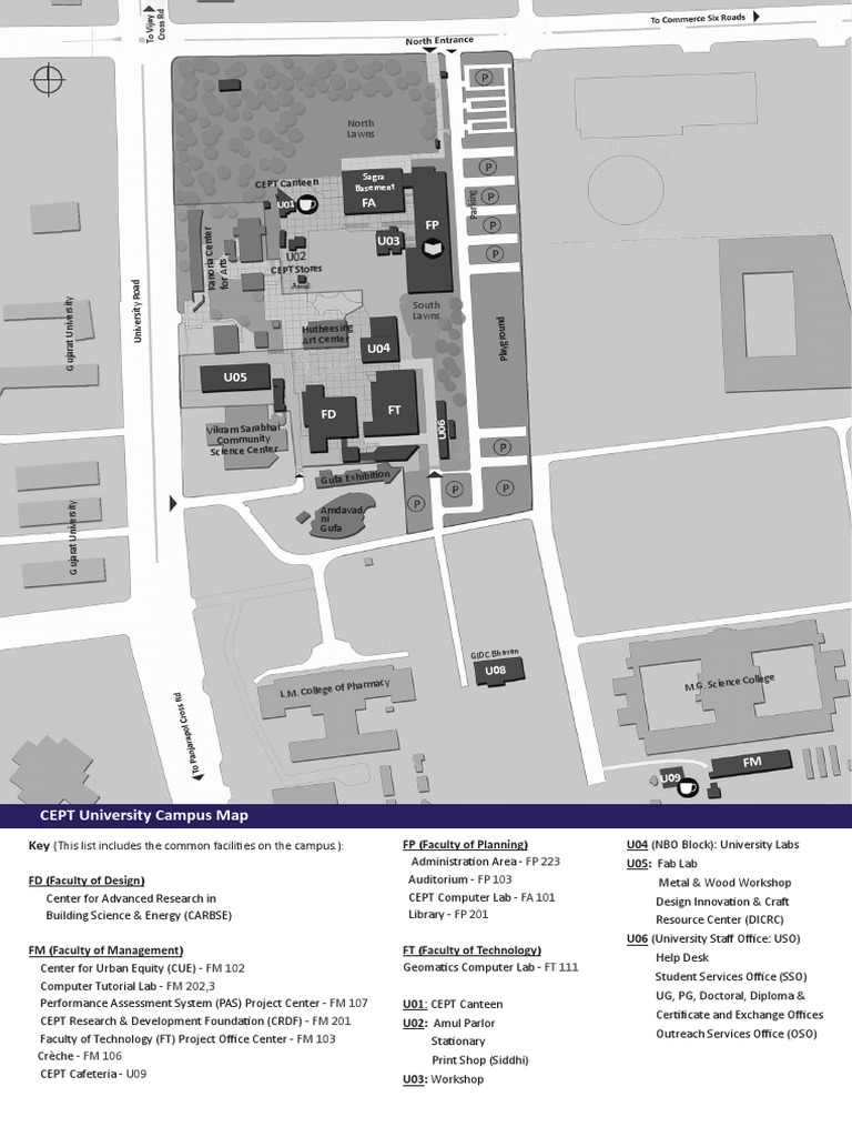 CEPT University Campus Facilities Map | PDF | Science And Technology
