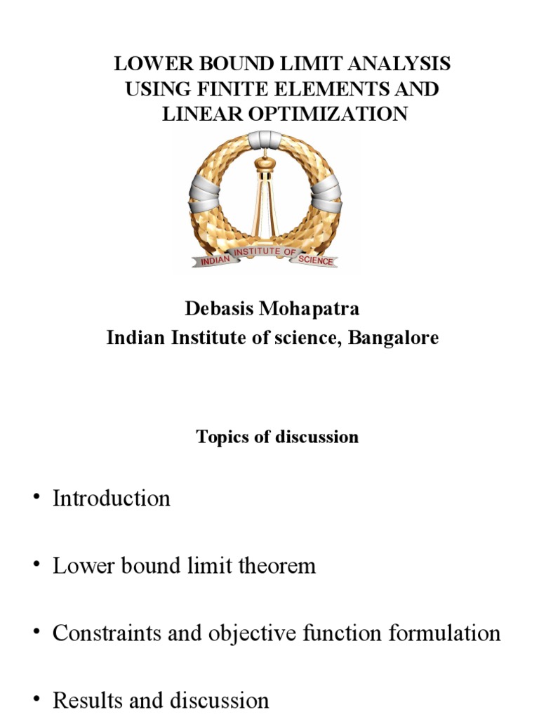 Lower Bound Limit Analysis Using Finite Elements And Linear Optimization Pdf