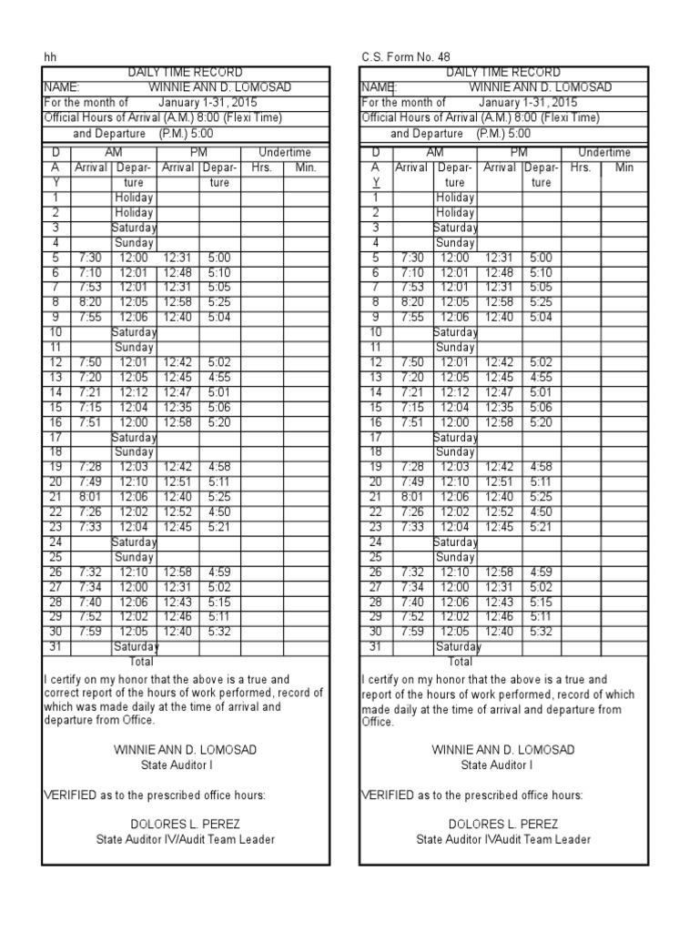 DTR Lay Out | PDF | Working Time | Employee Relations