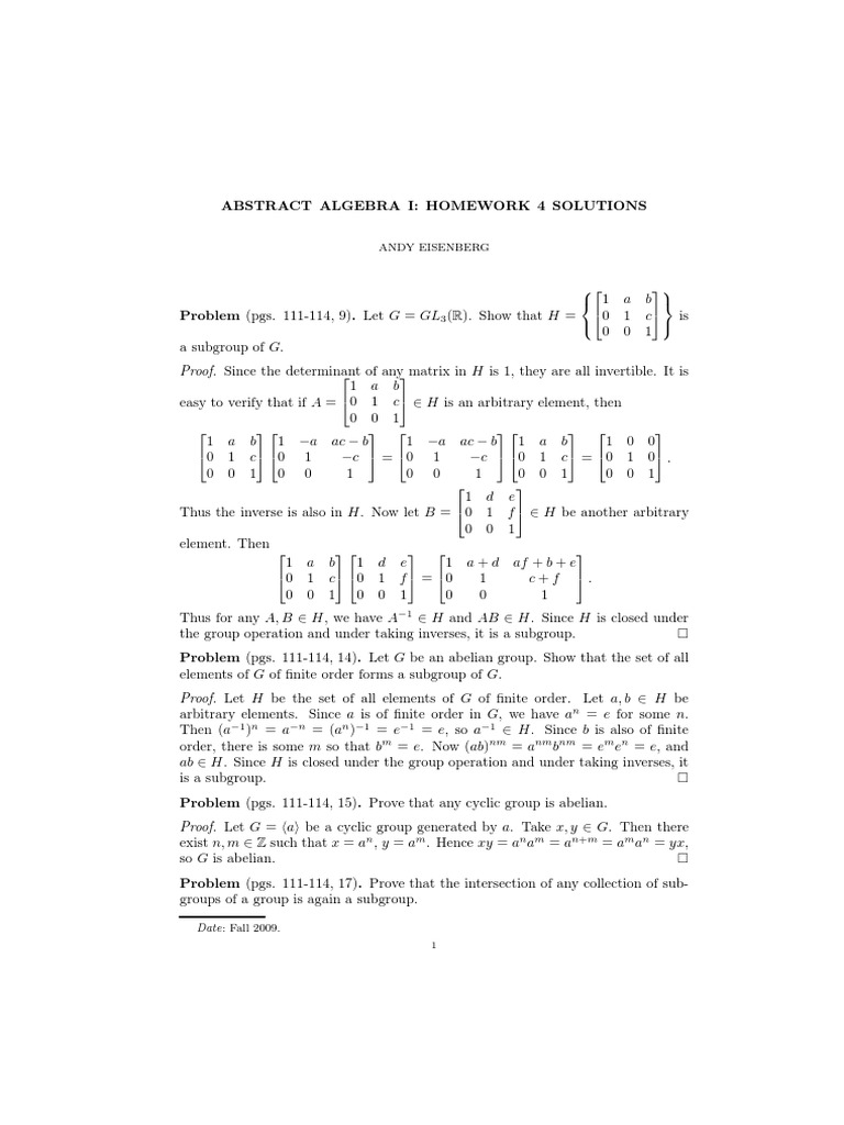 Sol HW4 | PDF | Group (Mathematics) | Mathematical Structures