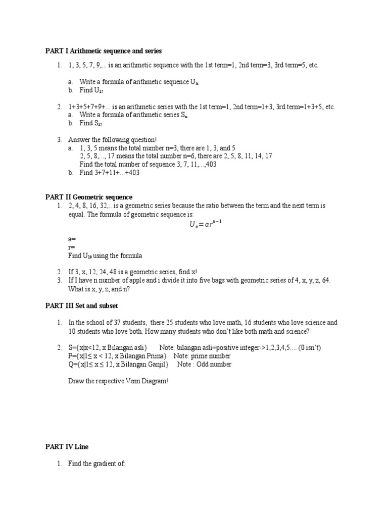 PART I Arithmetic Sequence and Series | PDF