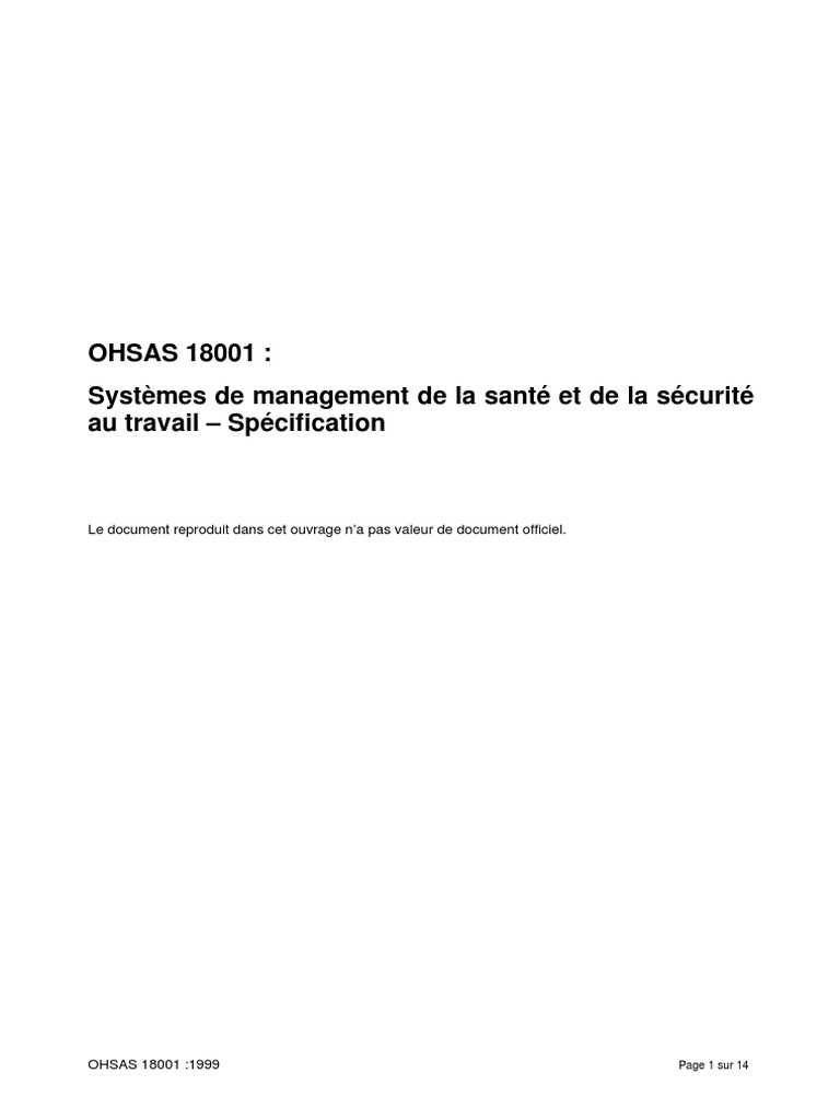Ohsas 18001 1999 PDF | PDF