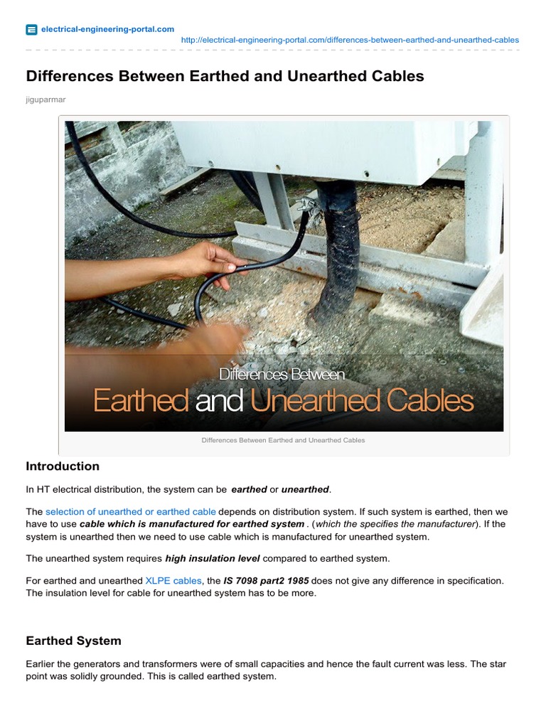 Differences Between Earthed and Unearthed Cables PDF | PDF