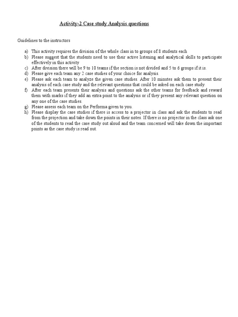 Activity-2 Case Study Analysis Questions | PDF | Toleration | Junk Food
